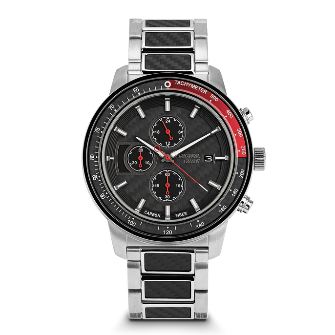 Barrel Chronograph 45mm - Carbon Fiber Silver – ORIGINAL GRAIN JAPAN ...